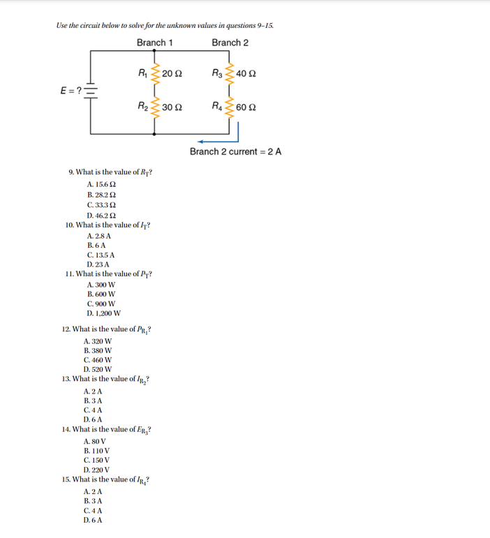 Solved Use the circuit below to solve for the unknown values | Chegg.com