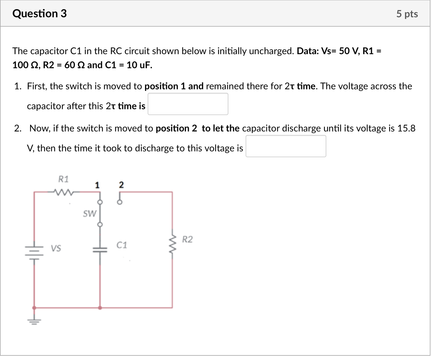 Solved Question 35 ﻿ptsThe capacitor C1 ﻿in the RC circuit | Chegg.com