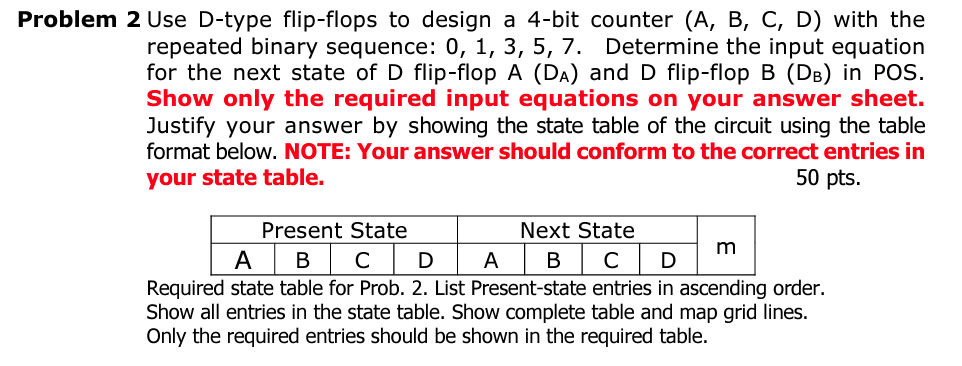 Solved Problem 2 Use D-type flip-flops to design a 4-bit | Chegg.com