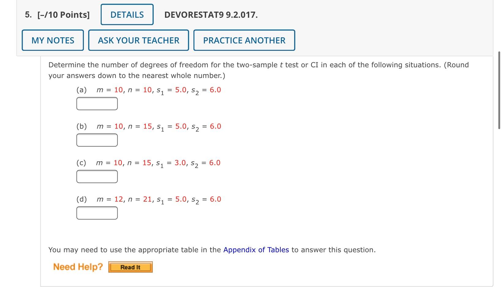 Solved 5. [-/10 Points] DETAILS DEVORESTAT9 9.2.017. MY | Chegg.com