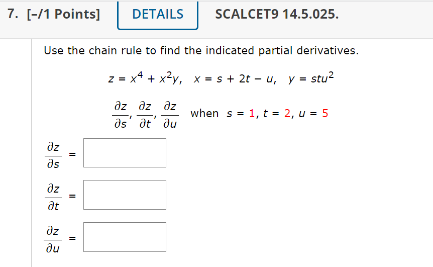 Solved 4. [-/1 Points] DETAILS SCALCET9 14.5.007. dw Use the | Chegg.com
