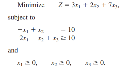 Solved Minimize Z = 3x1 + 2x2 + 7x3, - subject to -- X1 + x2 | Chegg.com