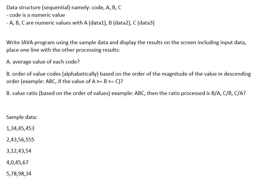 Solved Data structure (sequential) namely: code, A,B,C - | Chegg.com Solved Data structure (sequential) namely: code, A,B,C - | Chegg.com