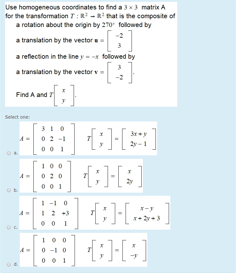 Solved Use Homogeneous Coordinates To Find A 3 X 3 Matrix A