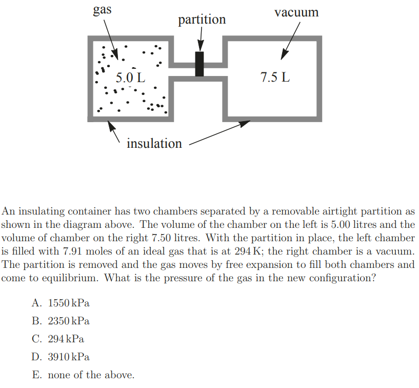 Solved An insulating container has two chambers separated by | Chegg.com