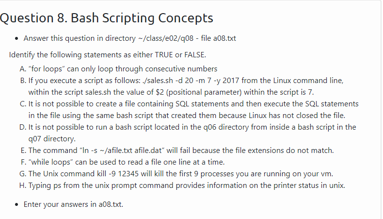 Solved Question 8 Bash Scripting Concepts • Answer This 
