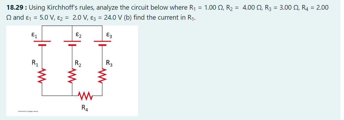 18.29: Using Kirchhoff's rules, analyze the circuit | Chegg.com