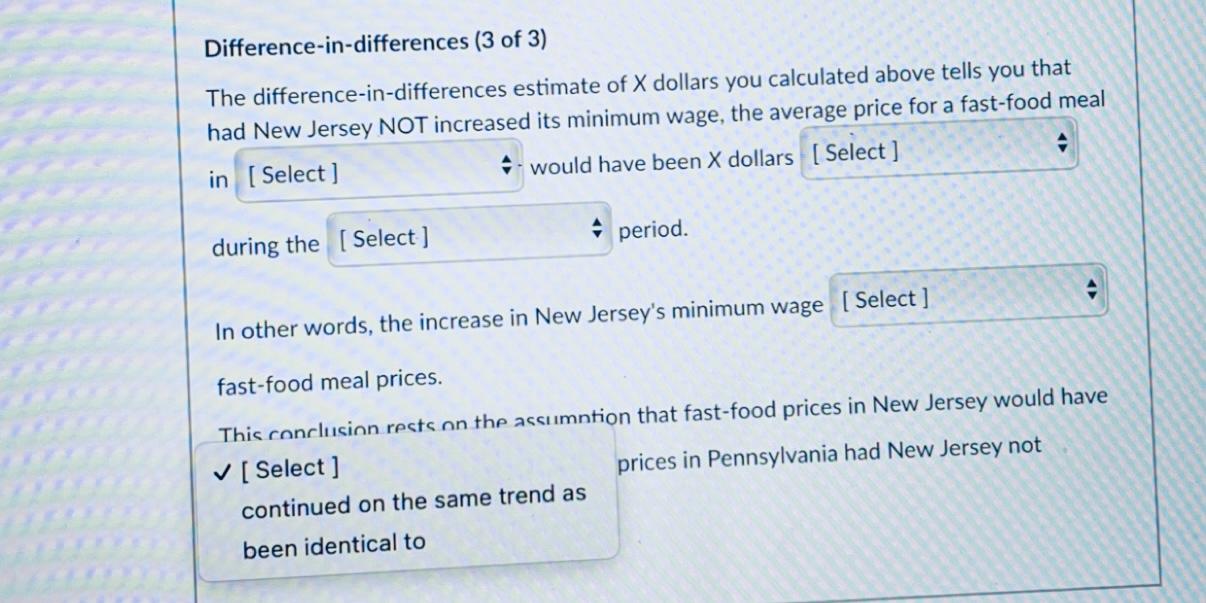Solved Difference-in-differences (1 of 3) In their | Chegg.com