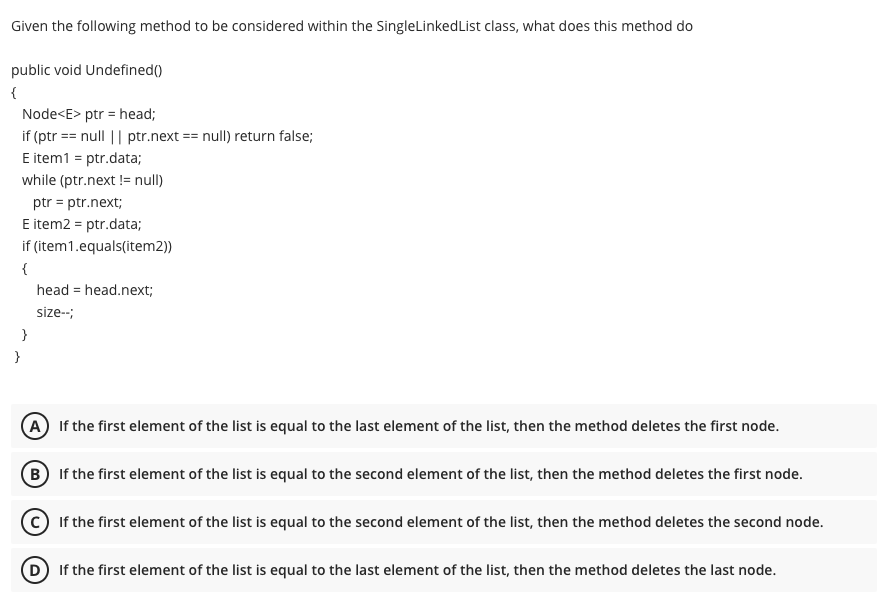Solved Given the following method to be considered within | Chegg.com