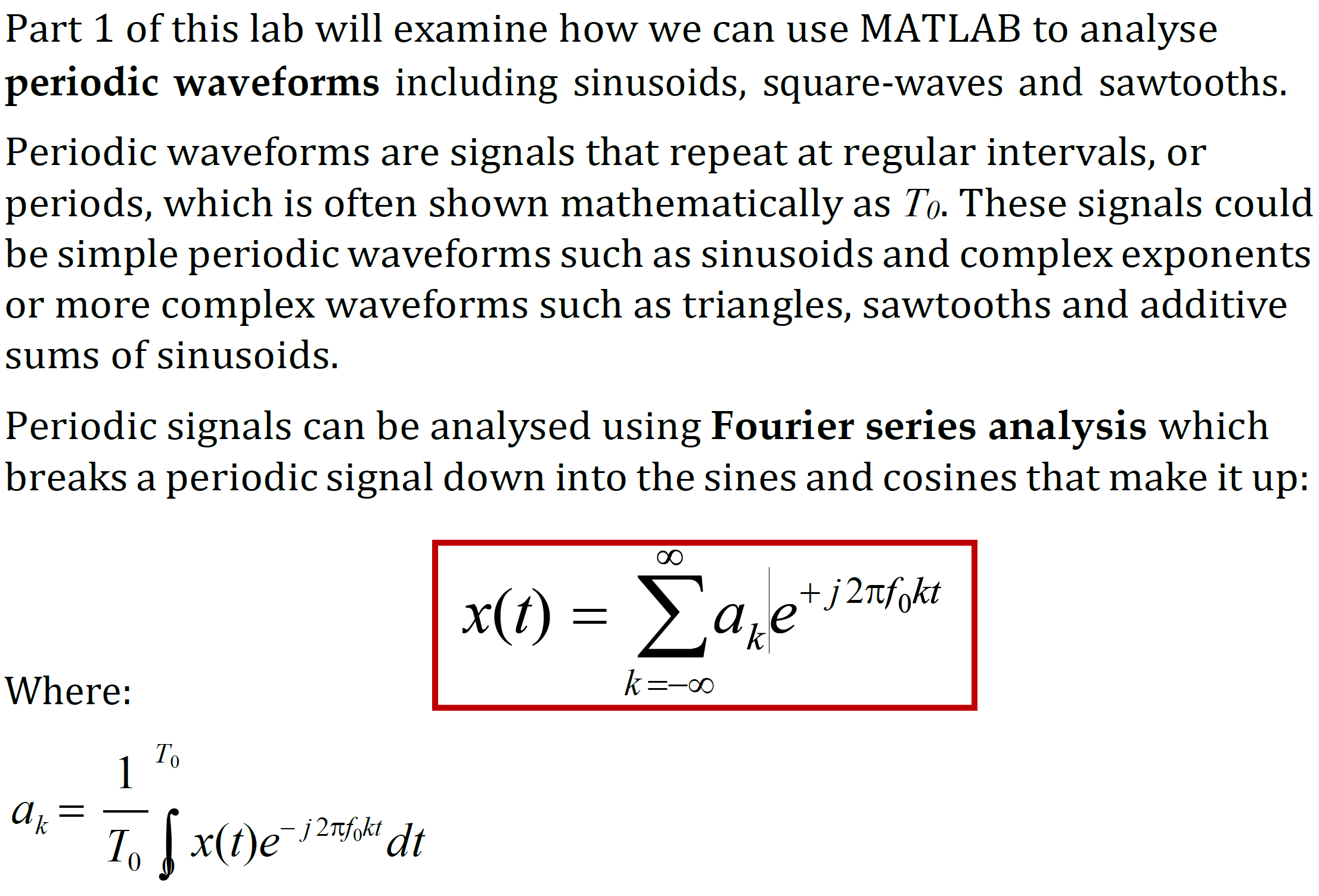 Solved Part 1 of this lab will examine how we can use MATLAB | Chegg.com