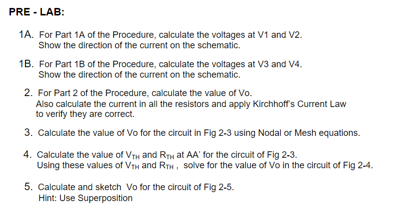 Solved PRE - LAB: 1A. For Part 1A of the Procedure, | Chegg.com