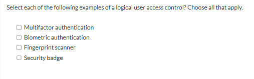 Solved Select each of the following examples of a logical | Chegg.com
