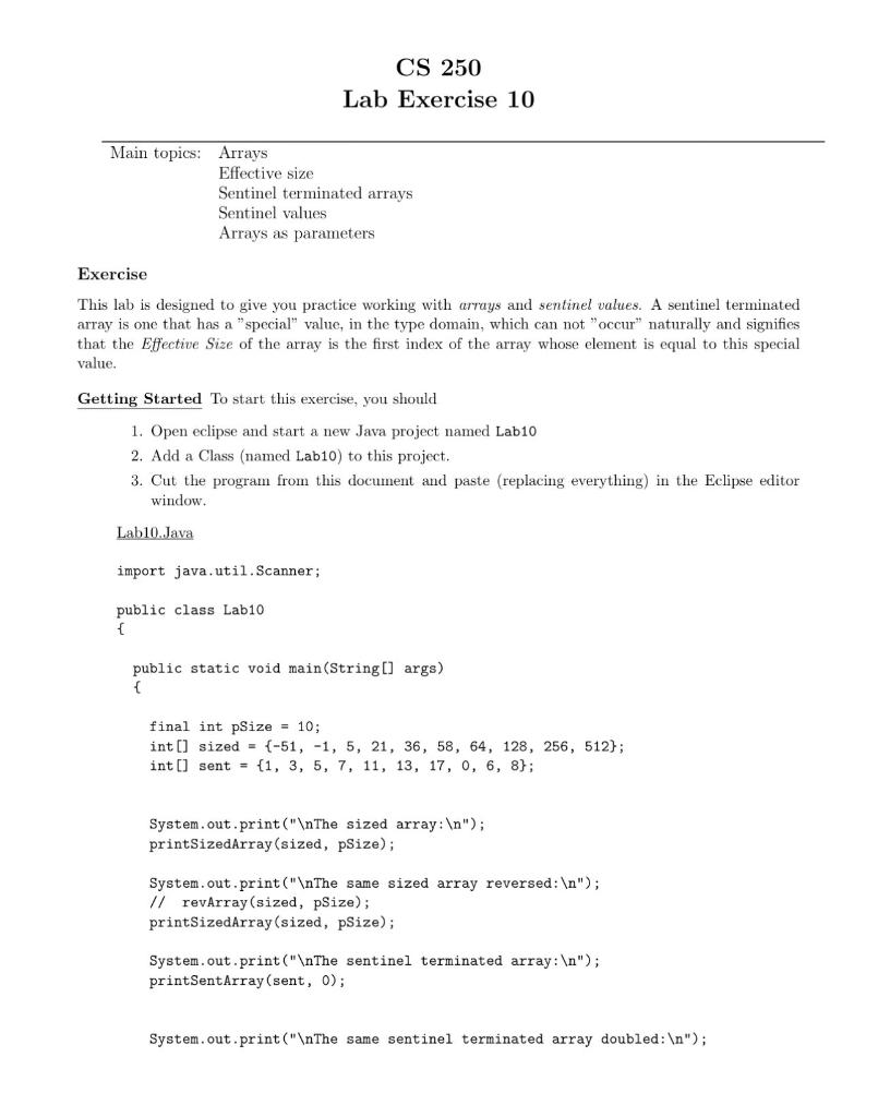 Solved CS 250 Lab Exercise 10 \begin{tabular}{ll} \hline | Chegg.com