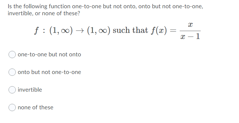 Solved Is the following function one-to-one but not onto, | Chegg.com