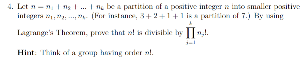 Solved Let n=n1+n2+dots+nk ﻿be a partition of a positive | Chegg.com