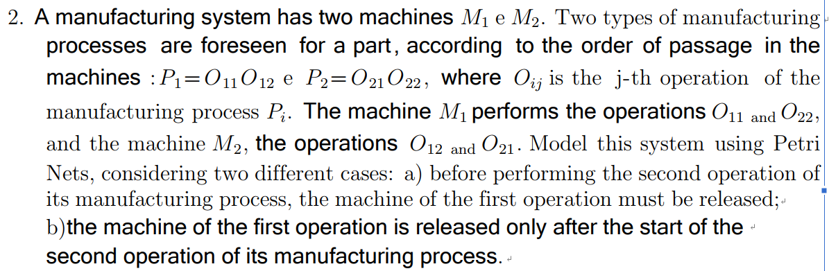 2. A manufacturing system has two machines Mi e M2. | Chegg.com