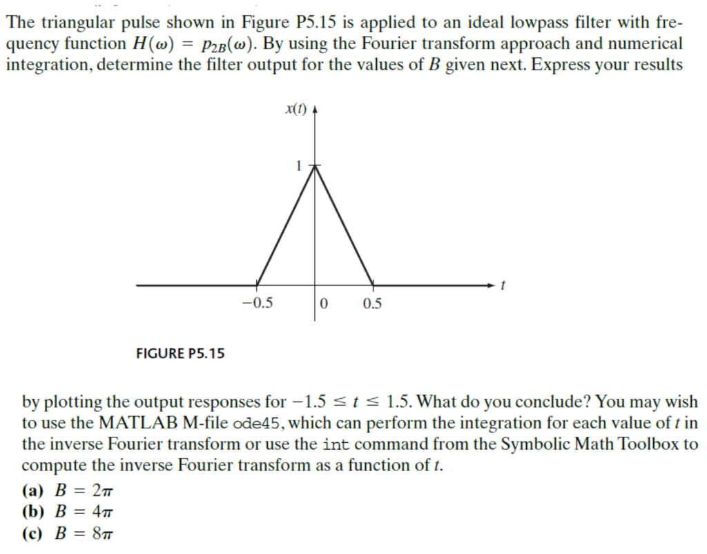 Solved The triangular pulse shown in Figure P5.15 is applied | Chegg.com