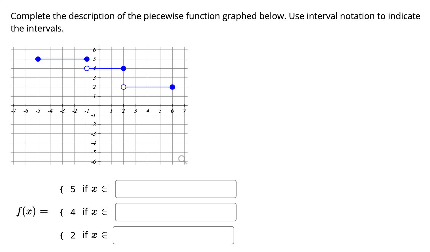 Solved Complete the description of the piecewise function | Chegg.com