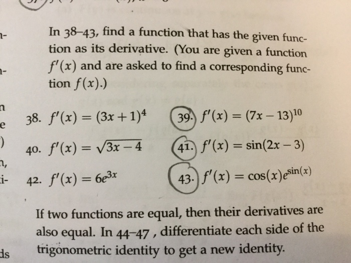 Solved In 38-43, find a function that has the given func- ㄧ | Chegg.com