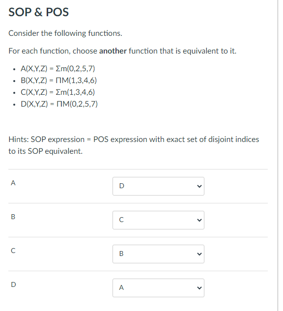 Solved SOP \& POS Consider the following functions. For each | Chegg.com