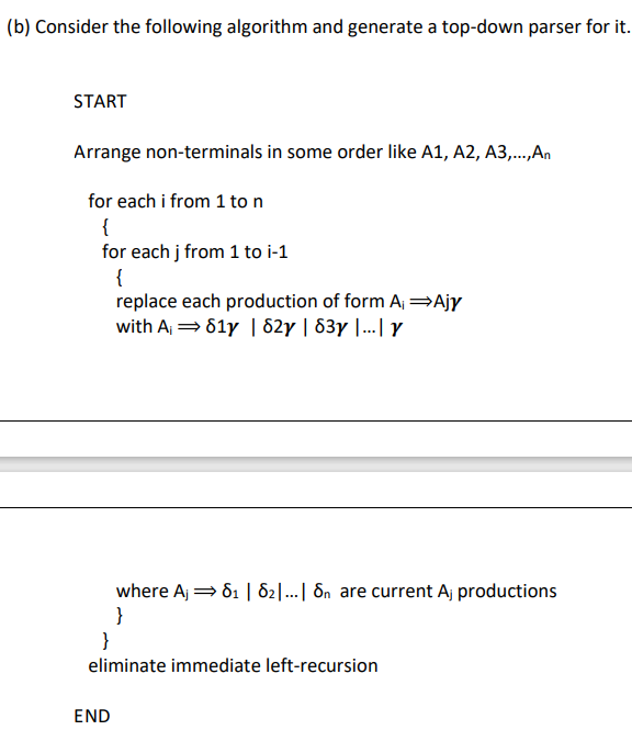 Solved (b) Consider the following algorithm and generate a | Chegg.com
