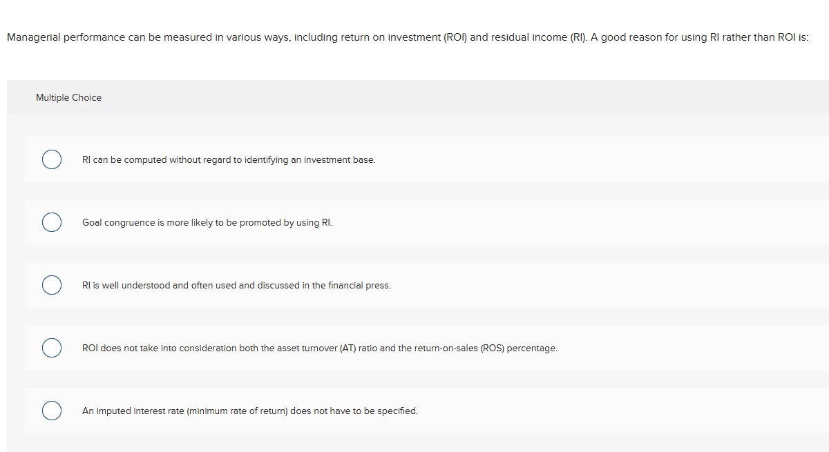 Solved Managerial performance can be measured in various | Chegg.com