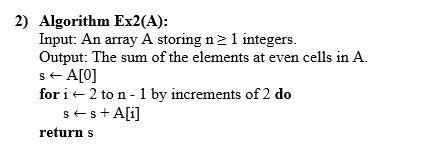 Solved Algorithm Ex2(A) ﻿:Input: An ﻿array A storing n≥1 | Chegg.com