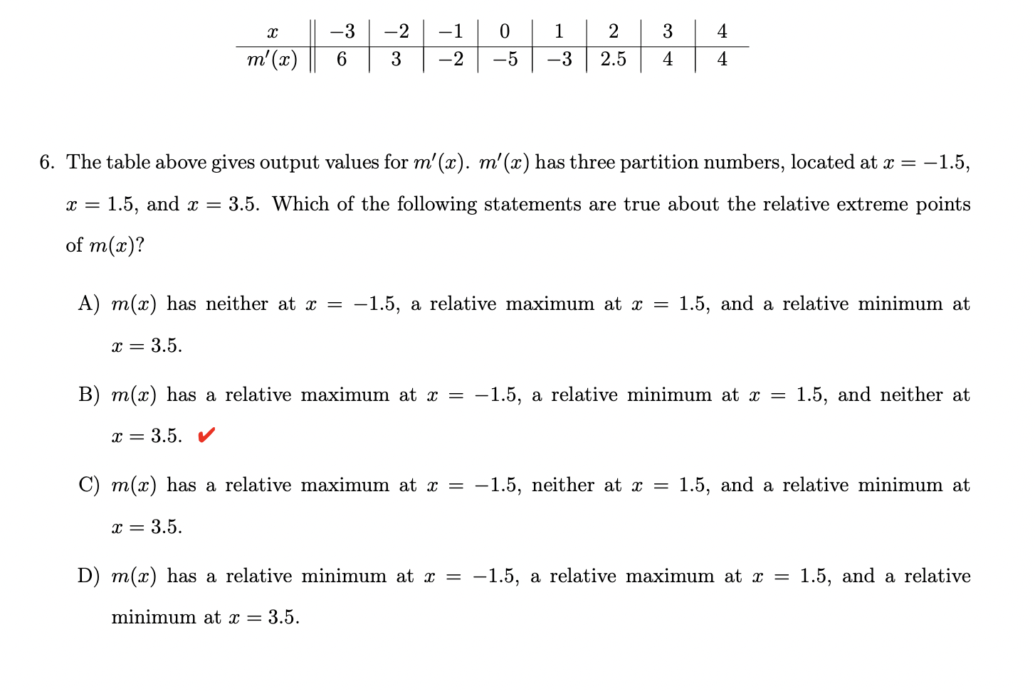 Solved 6. The table above gives output values for | Chegg.com
