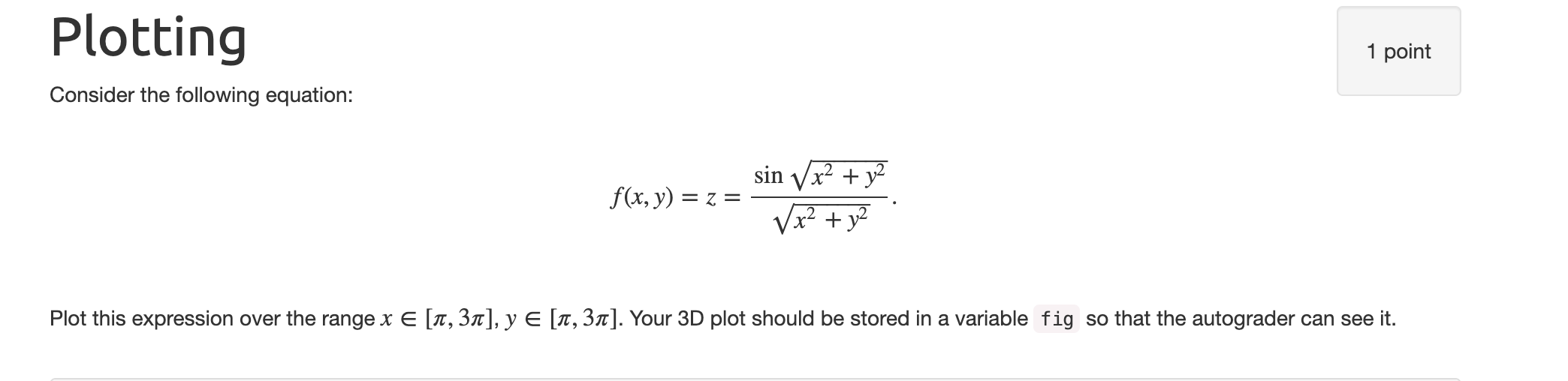 Solved Plotting 1 point Consider the following equation: sin | Chegg.com