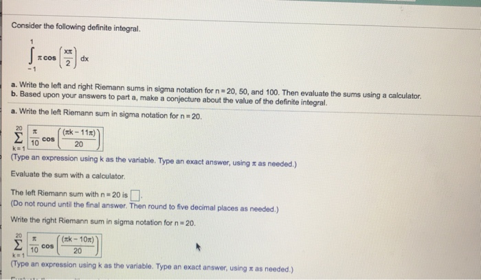 Solved Consider the following definite integral. xct a. | Chegg.com