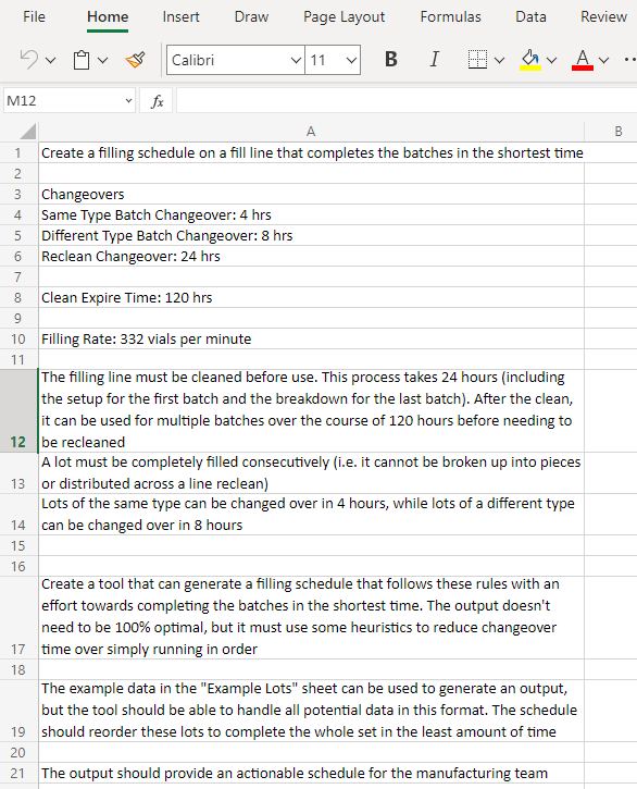 Create a filling schedule on a fill line that | Chegg.com