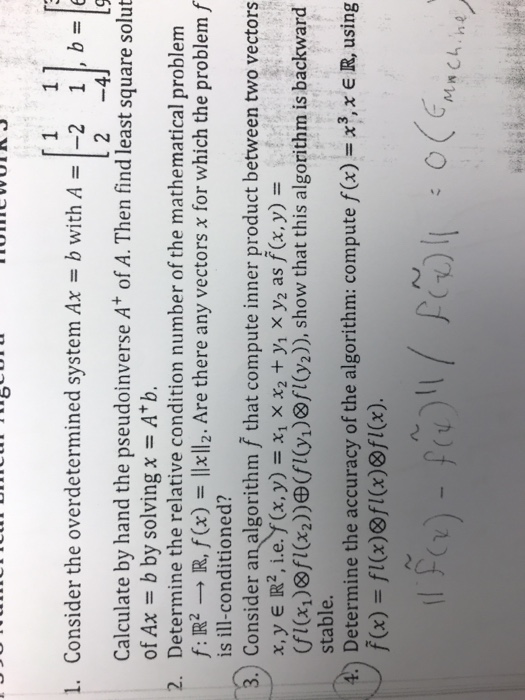 Solved 1. Consider the overdetermined system Ax - b with A2 | Chegg.com