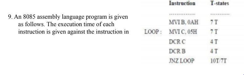 Instruction T-states 9. An 8085 assembly language | Chegg.com