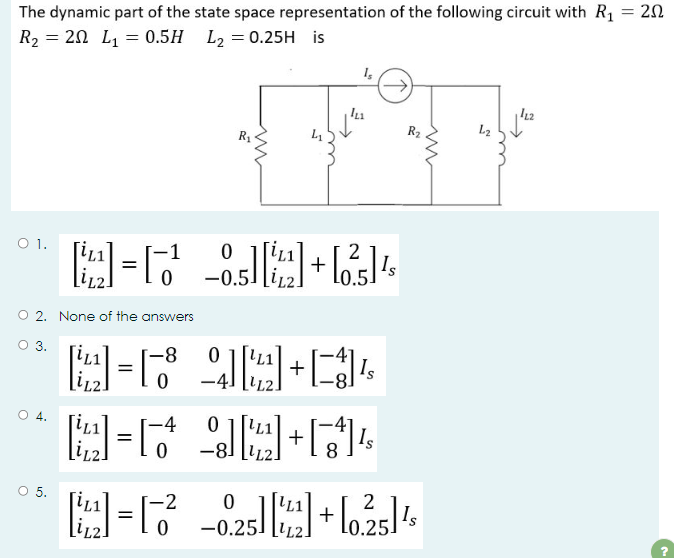 Solved The dynamic part of the state space representation of | Chegg.com