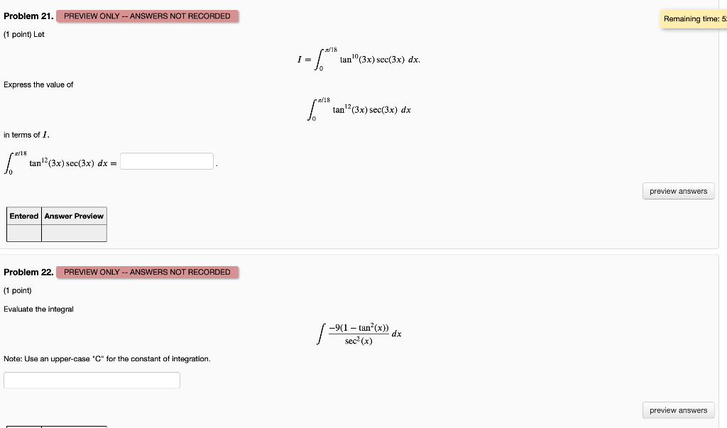 Solved Problem 21. PREVIEW ONLY -- ANSWERS NOT RECORDED | Chegg.com