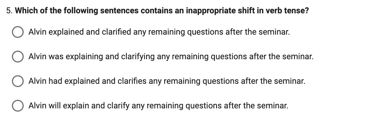 Solved 5. Which of the following sentences contains an | Chegg.com
