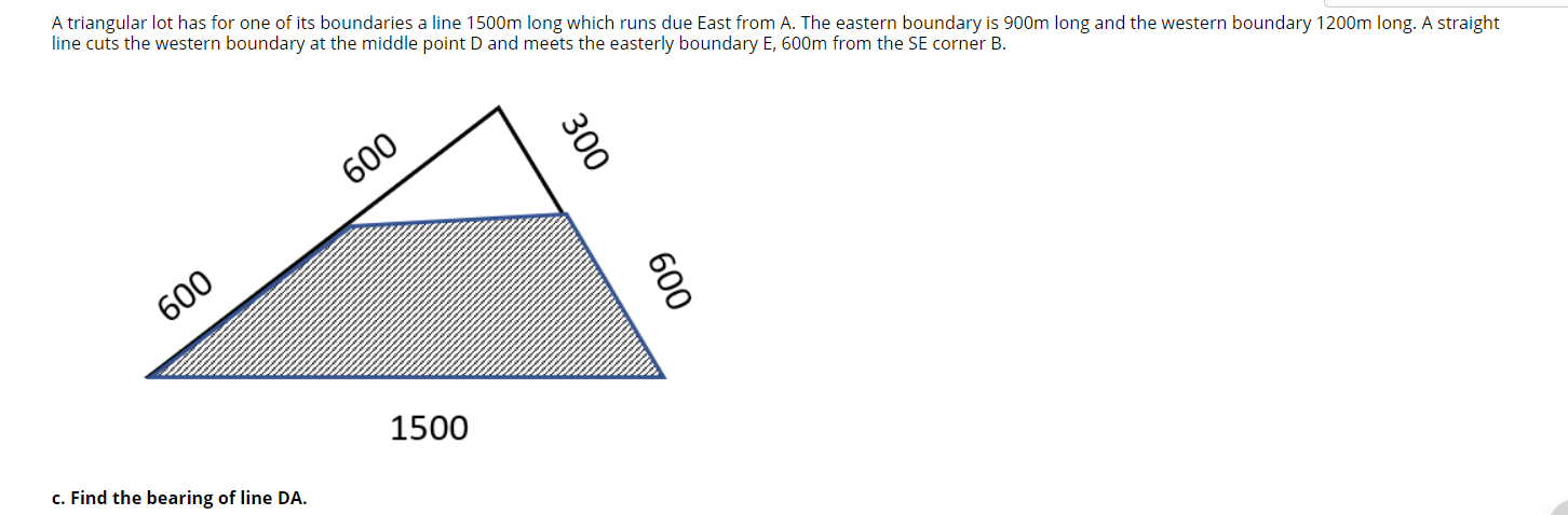Solved A triangular lot has for one of its boundaries a line | Chegg.com