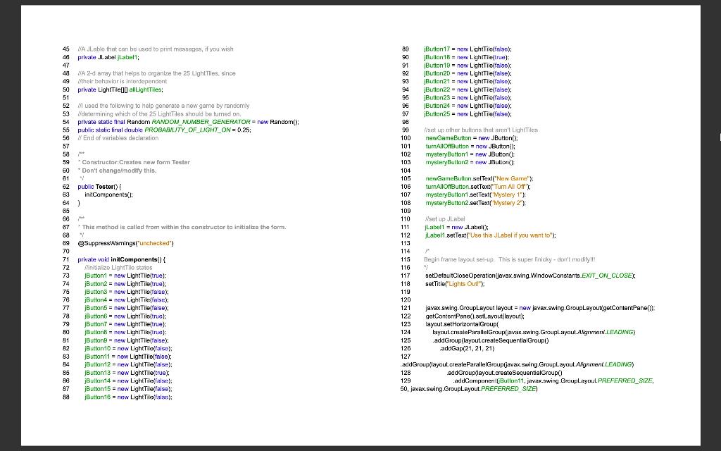 Solved Project 10: Lights Out! Lights Out is a game with | Chegg.com