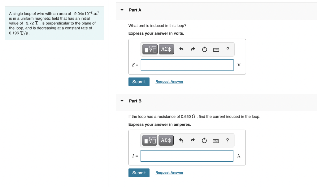 Solved A single loop of wire with an area of 9.04×10−2 m2 is | Chegg.com
