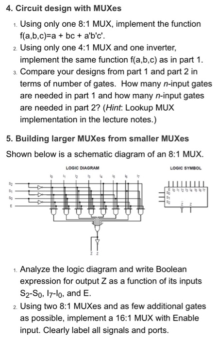 Solved 4 Circuit Design With Muxes 1 Using Only One 81 