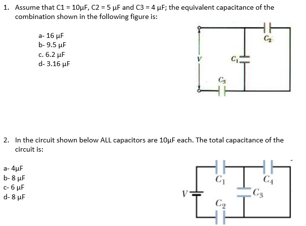 Solved Assume that C1 = 10μF, C2 = 5 μF and C3-4 μF; the | Chegg.com