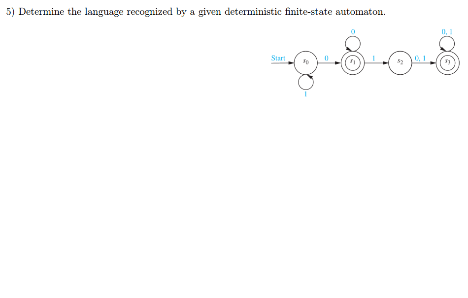 Solved 5) ﻿Determine the language recognized by a given | Chegg.com