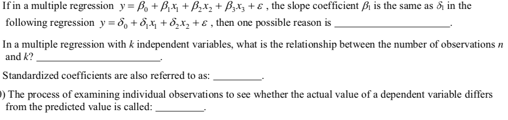 Fill in the blank 6a) Suppose the regression | Chegg.com