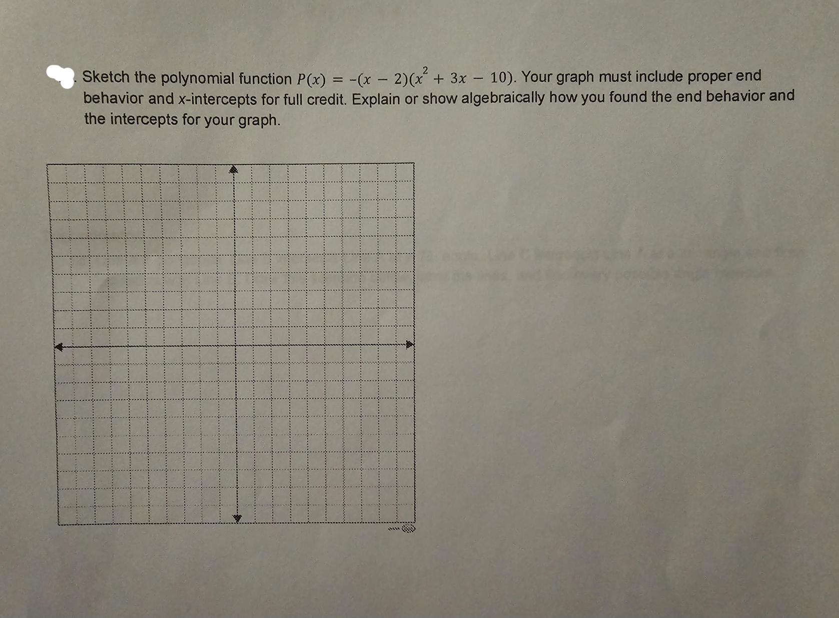 Solved Sketch the polynomial function P(x)=−(x−2)(x2+3x−10). | Chegg.com