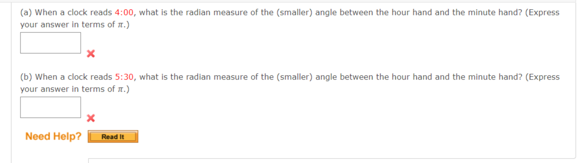 Solved (a) When a clock reads 4:00, what is the radian | Chegg.com