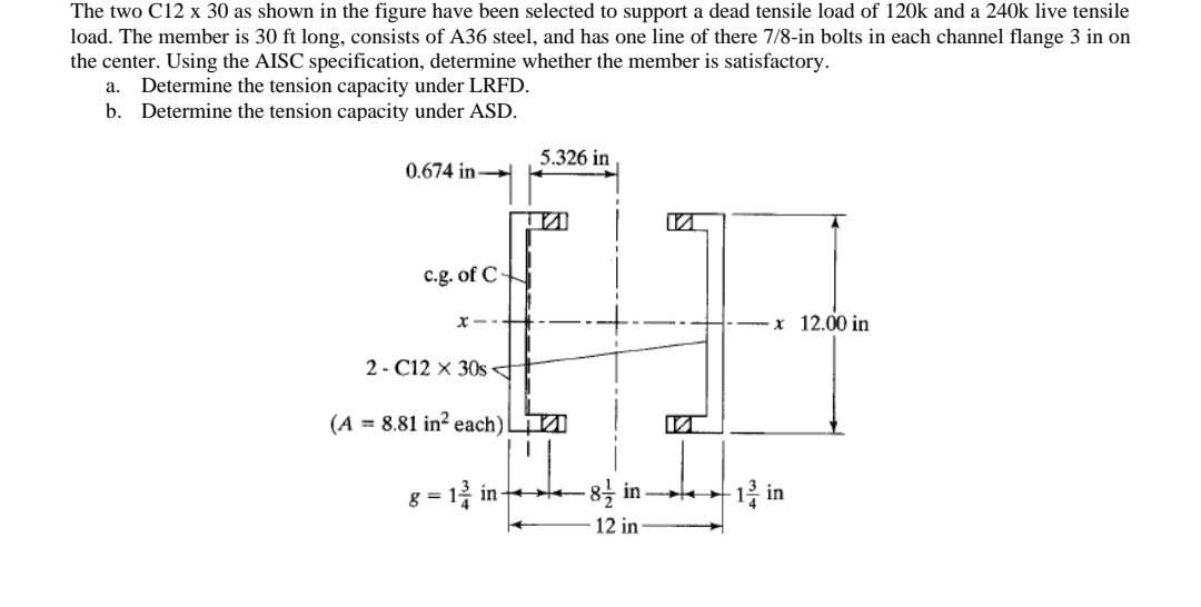 Solved The two C12 x 30 as shown in the figure have been | Chegg.com