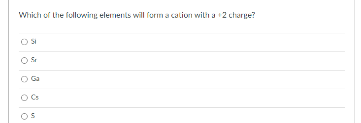Solved Which of the following elements will form a cation | Chegg.com