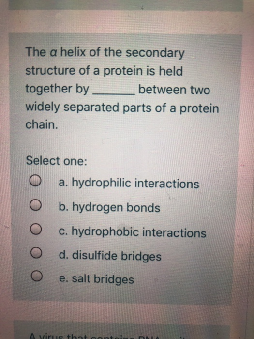 Solved The a helix of the secondary structure of a protein | Chegg.com