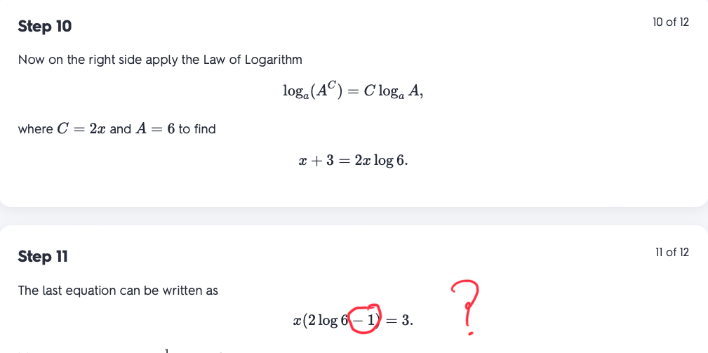 Solved (d) 10x+3=62x Taking logarithm of each side yields | Chegg.com