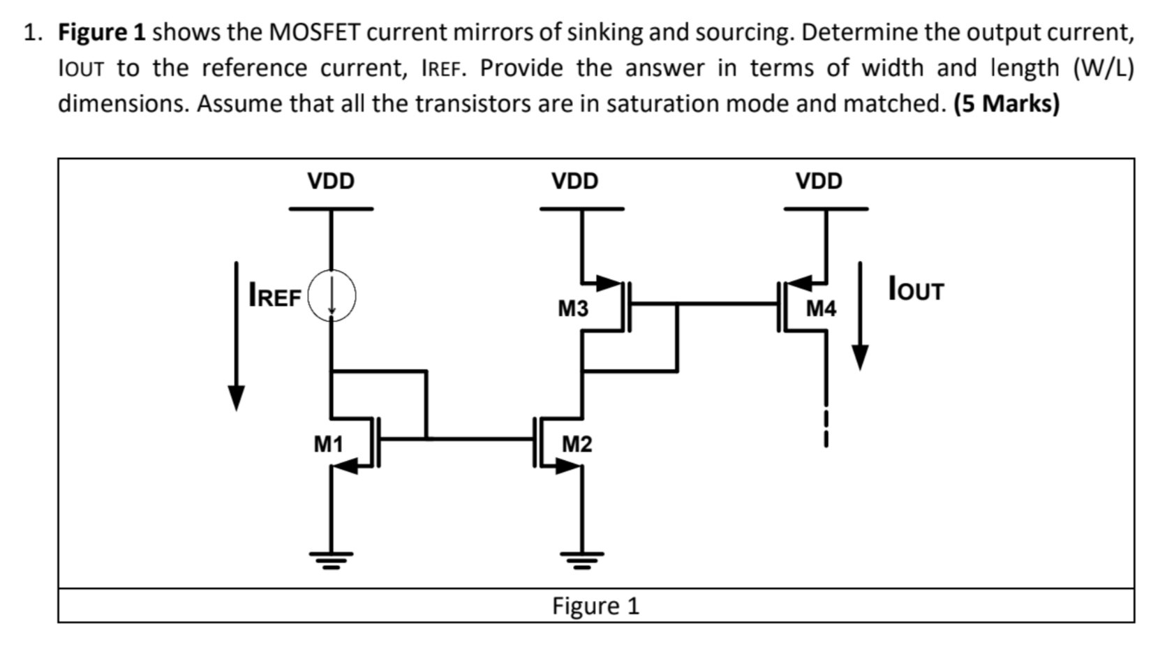 Solved 1. Figure 1 shows the MOSFET current mirrors of | Chegg.com